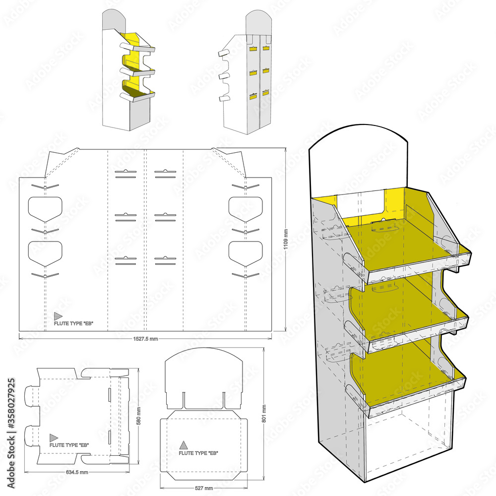 Counter display stand and Die-cut Pattern. The .eps file is full scale ...