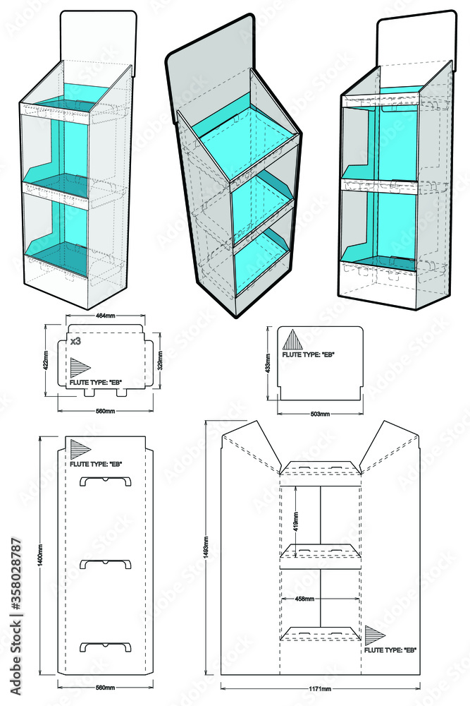 Counter display stand and Die-cut Pattern. The .eps file is full scale ...