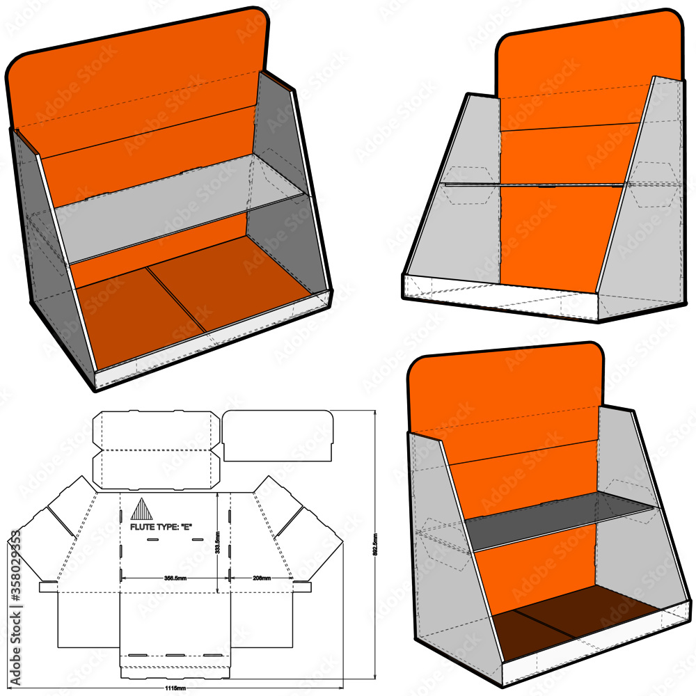 Counter display stand and Die-cut Pattern. The .eps file is full scale ...