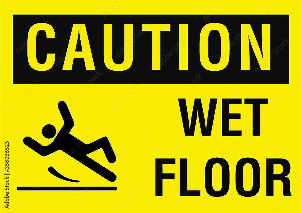 Wet Floor slippery watch your step warning sign Stock Vector | Adobe Stock