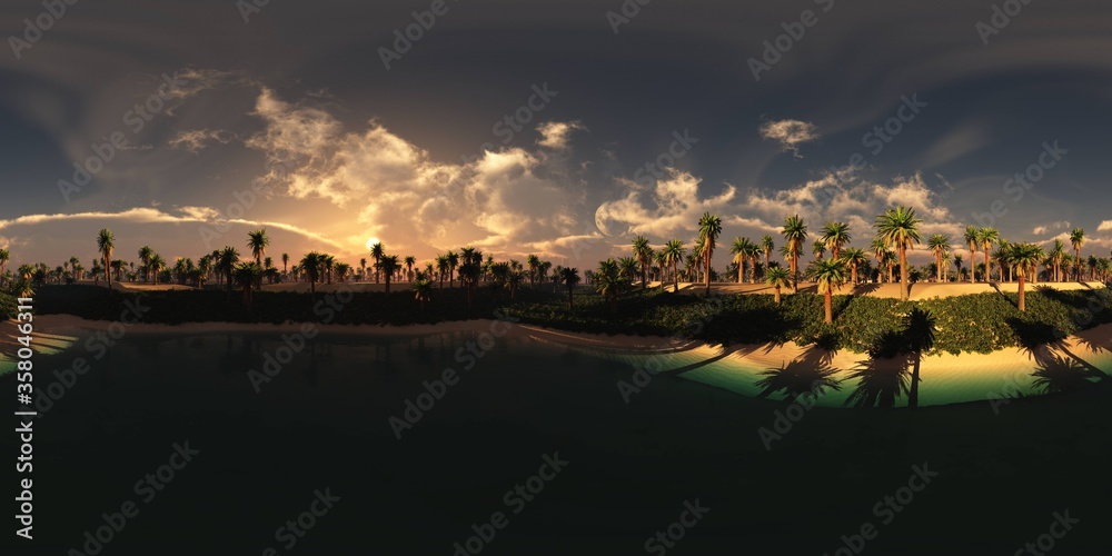 Palm grove in the sand desert, HDRI, environment map , Round panorama ...