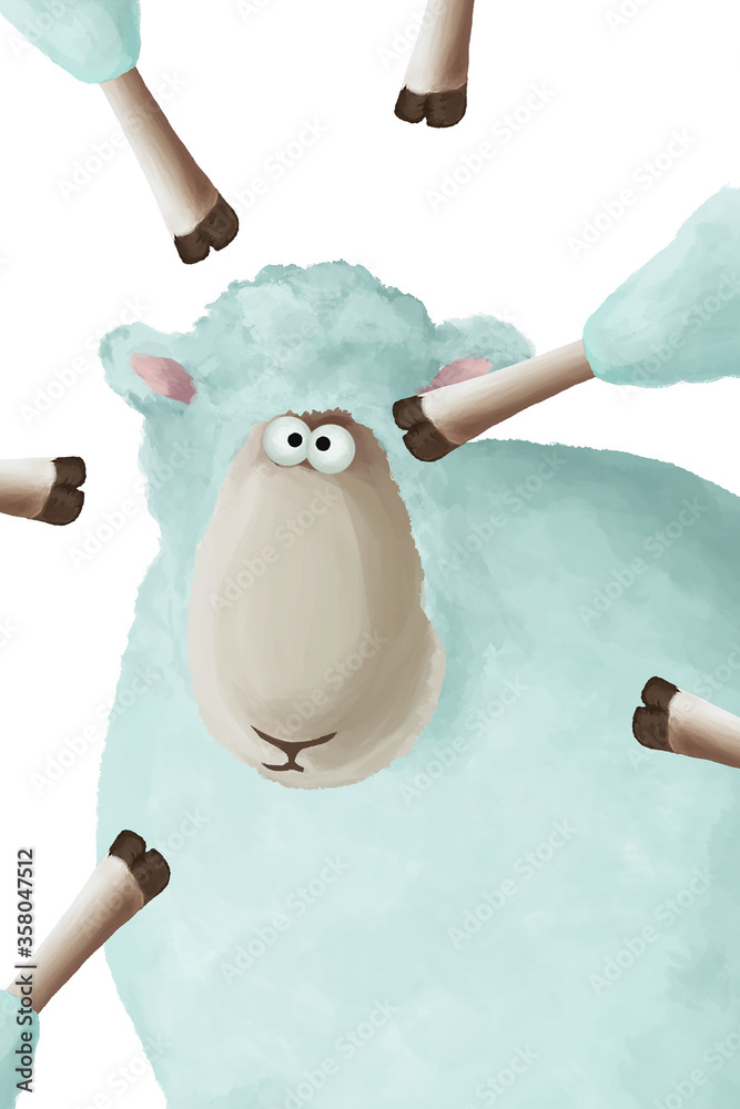 Cute sheep character confused. Cartoon clip art on white background ...