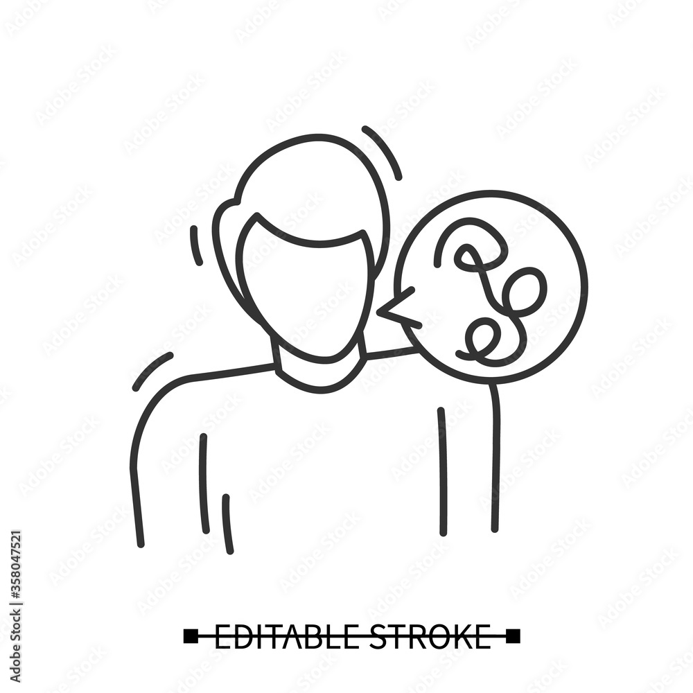 Speech disorder icon. Man with slurred speech having communication ...