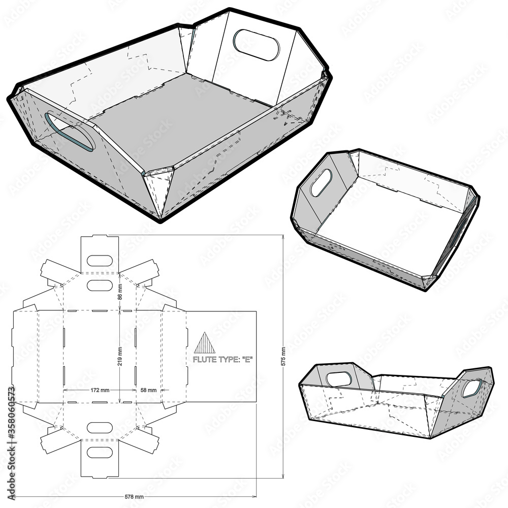 Stackable Tray and Die-cut Pattern. The .eps file is full scale and ...