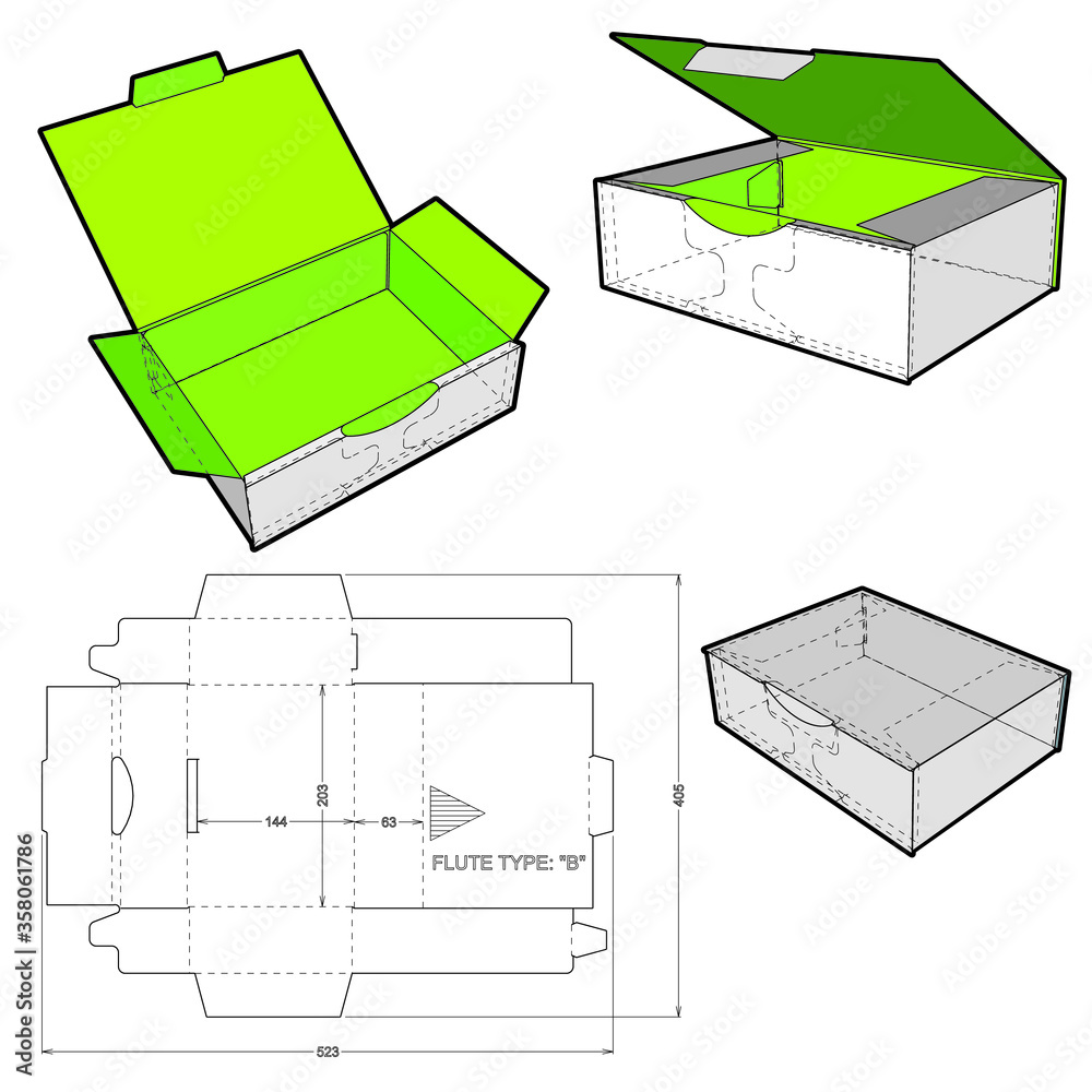 Postal Delivery Box and Die-cut Pattern. The .eps file is full scale ...