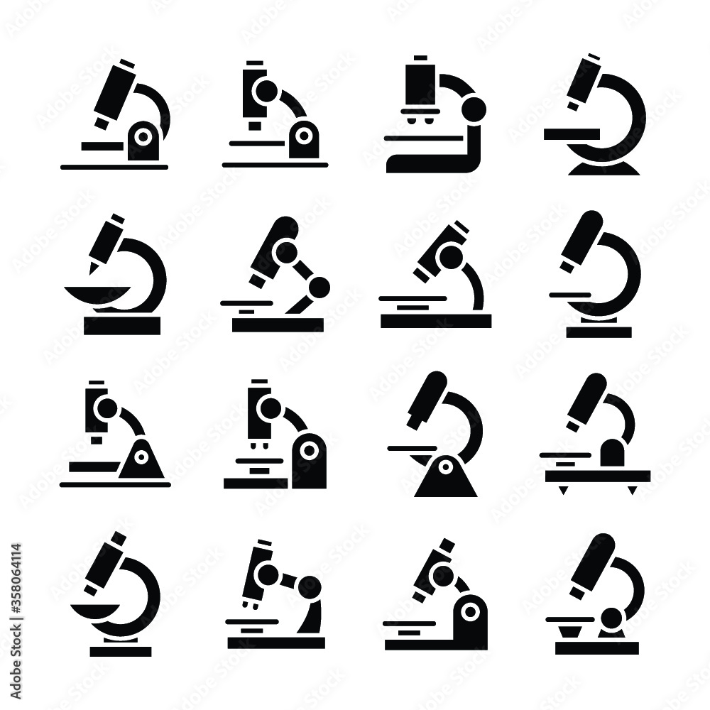 Microscope Glyphs Vector Icons Set Stock Vector | Adobe Stock
