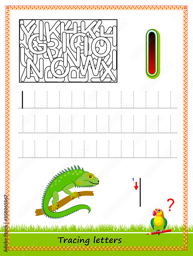 Worksheet for tracing letters. Find and paint all letters I. Kids ...