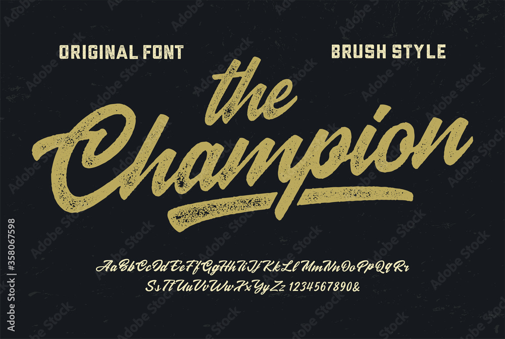 "The Champion". Original Brush Script Font. Retro Typeface. Vector ...