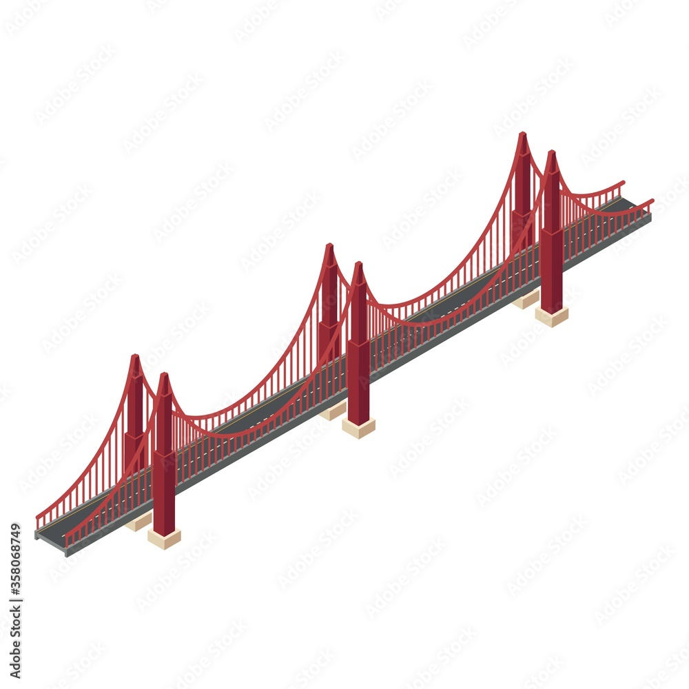 Red wire bridge icon. Isometric of red wire bridge vector icon for web ...