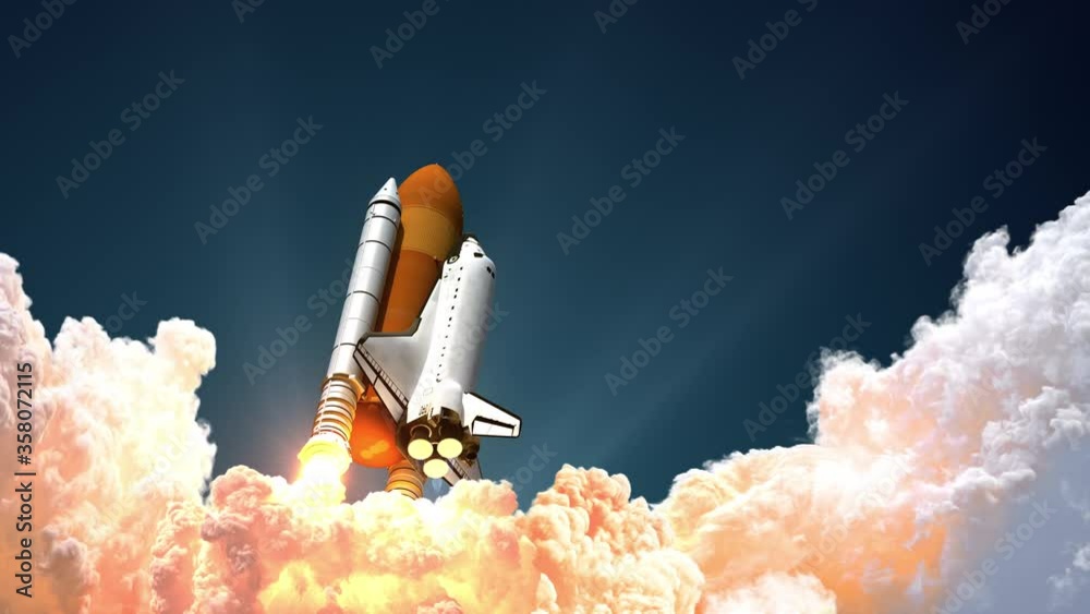 Space Shuttle Launch. Slow Motion. 4K. 3840x2160. 3D Animation. Stock ...