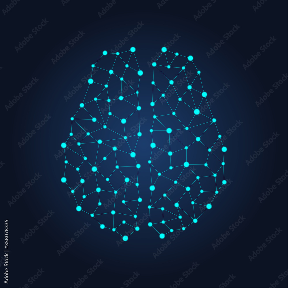 Digital human brain from nodes and connections. Futuristic neural ...