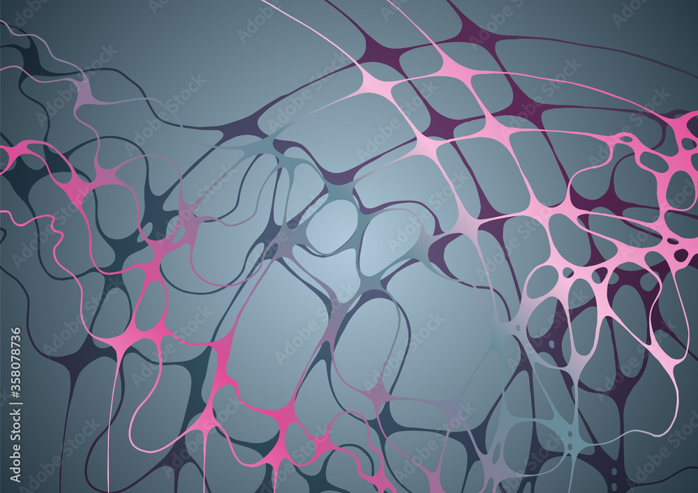 Abstract Molecular Structure Scientific Vector Background With Curve Wavy Lines Intersections