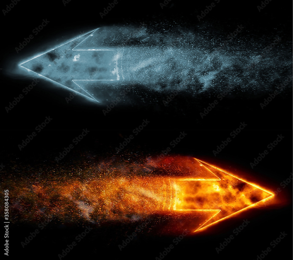 In the image there are 2 arrows towards each other, one from water and ...