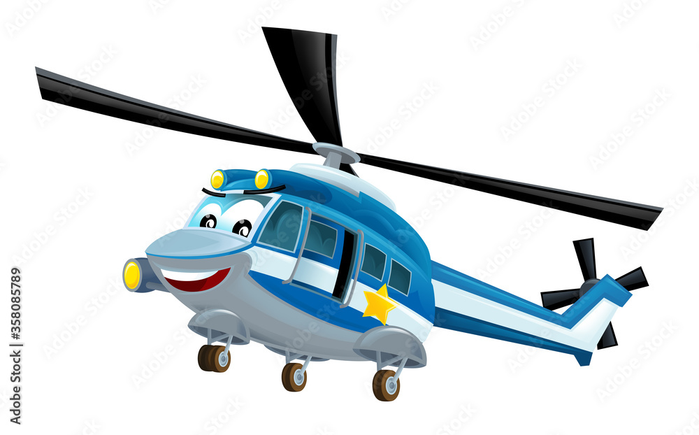 Cartoon police helicopter on white background - illustration Stock ...
