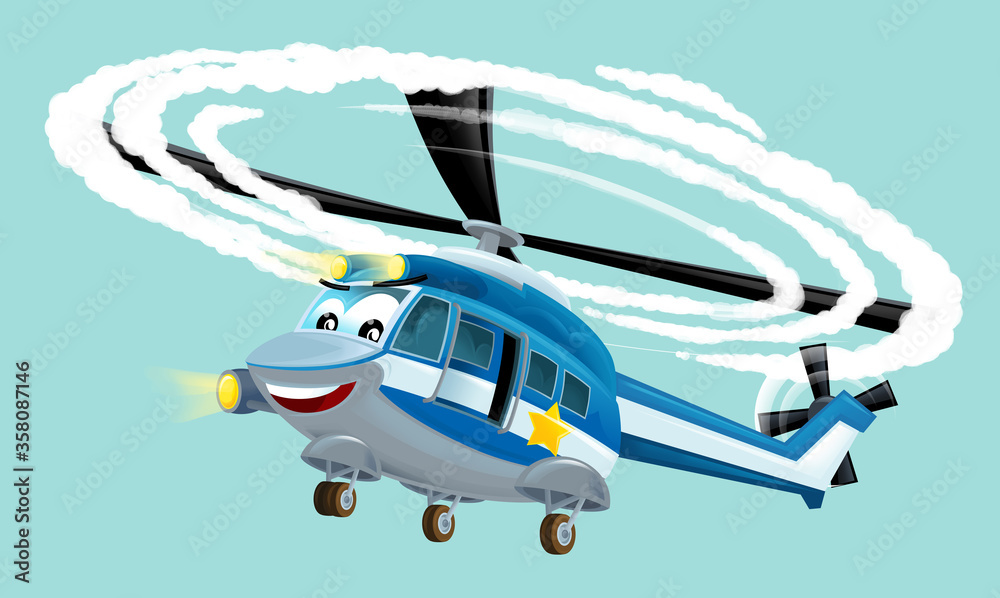 Cartoon police helicopter on background - illustration Stock ...