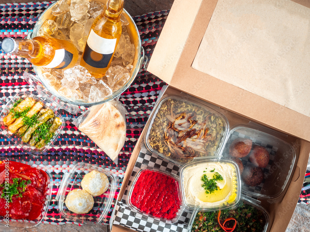 Lebanese Arabic Picnic with Shawarma, Eggplants, Hummus, Tabouleh ...