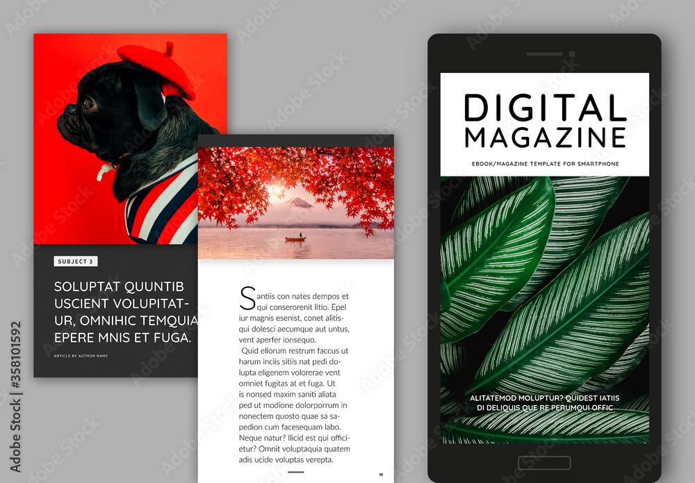 Digital Magazine Layout for Smartphone Stock Template | Adobe Stock