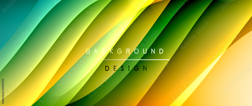 Fluid gradient waves with shadow lines and glowing light effect, modern ...
