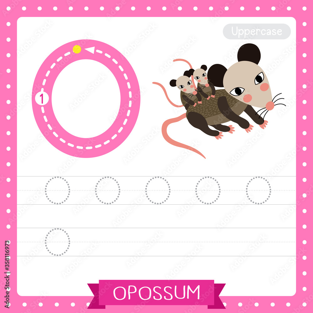 Letter O uppercase tracing practice worksheet of Mother and baby ...