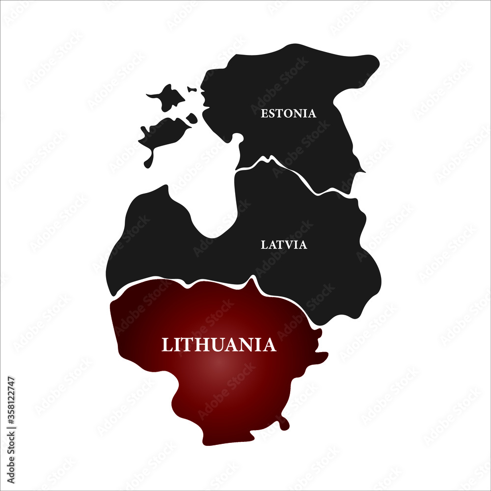 Vector illustration map of European Baltic sea countries (Estonia ...