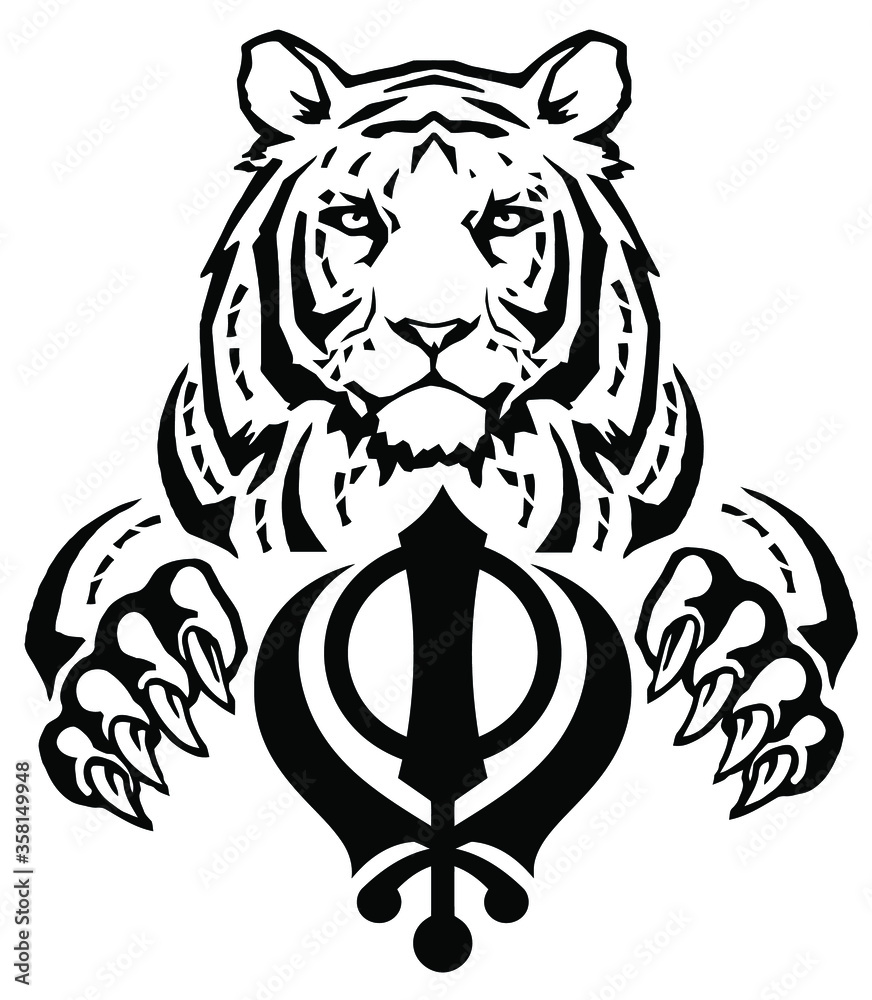 The Tiger and the most significant symbol of Sikhism - Sign of Khanda ...