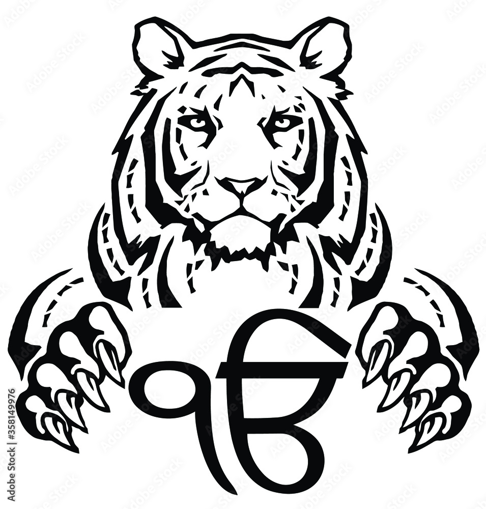 The Tiger and the most significant symbol of Sikhism - Sign Ek Onkar ...