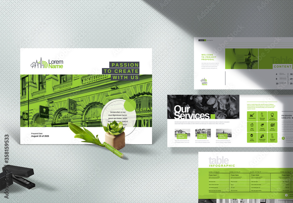 Corporate Landscape Profile Brochure Green Layout Stock Template ...