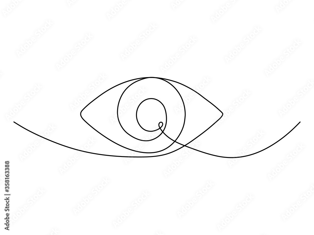 Continuous one line eye drawing. Hand drawn outline vector illustration ...