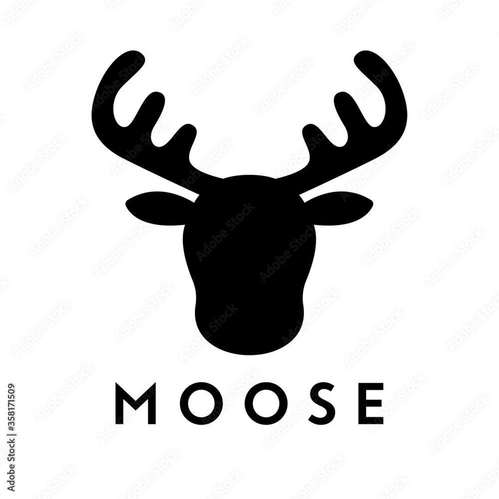 Vector illustration of a moose head silhouette logo design concept ...