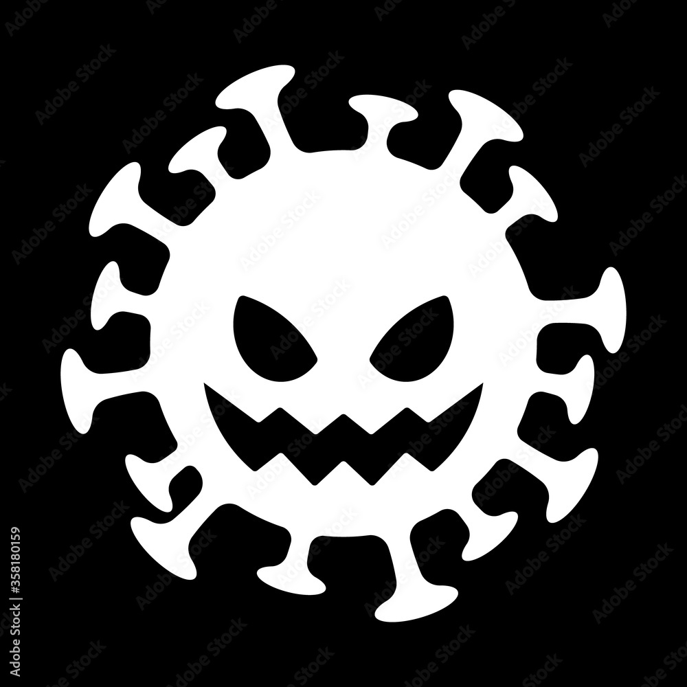 Cartoon coronavirus - scary face with evil grin. Virus character on ...