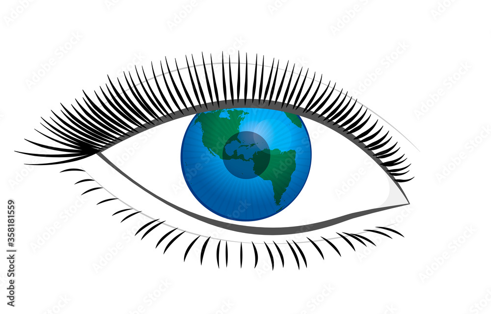 Eye with planet earth pupil. Symbol for feminine view of the world ...