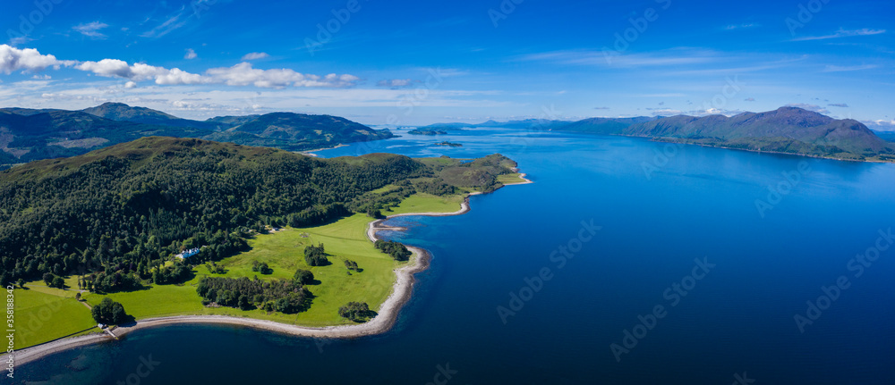 aerial image of loch linnhe on the west coast of the argyll and ...