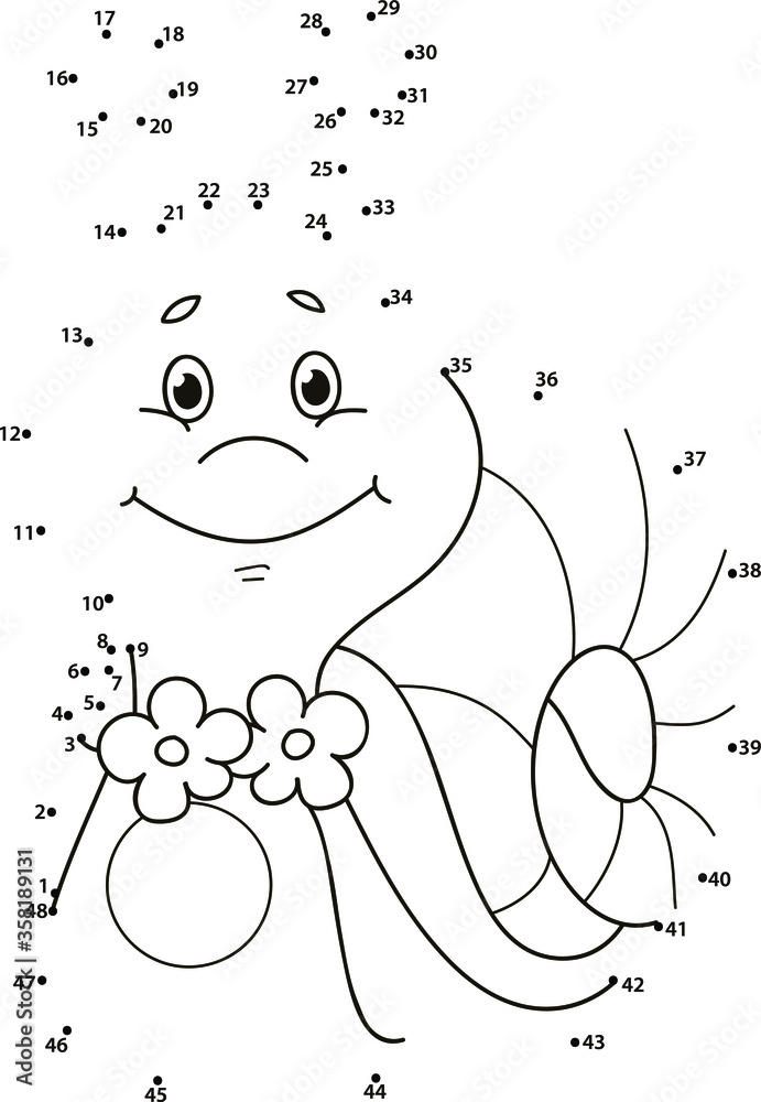 Connect the dots. Snail. Coloring page outline of the cartoon numbers ...