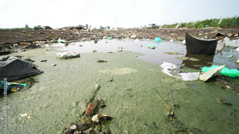 Plastic waste dumping site. Great rubbish dump, environmental problems ...