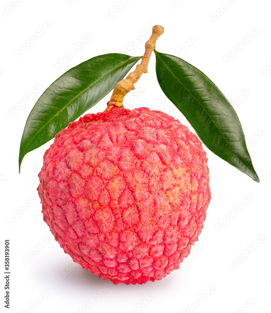 Fresh Lychee with leaves isolated on white background, Sweet lychees ...