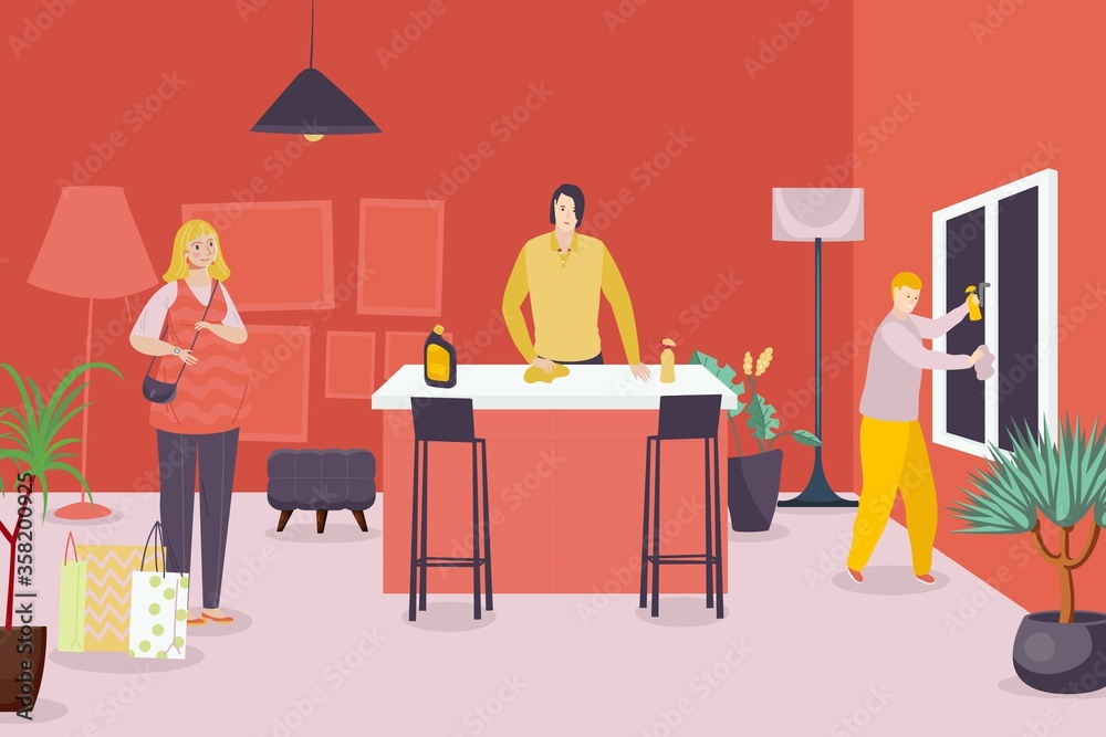 House work people vector illustration. Family member character do ...