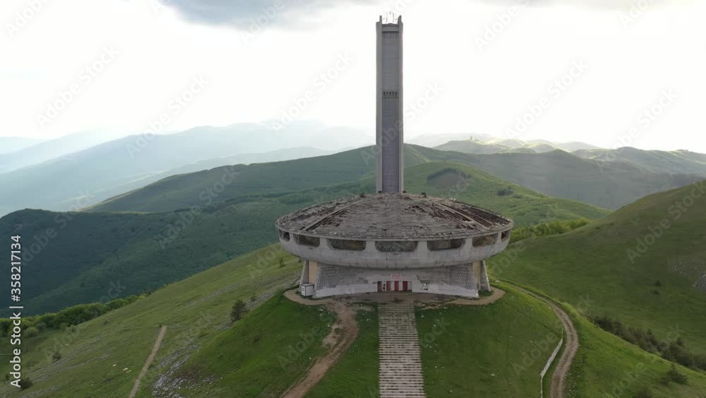 Vidéo Stock Buzludja, Bulgaria. Dron top view on one of the largest in ...