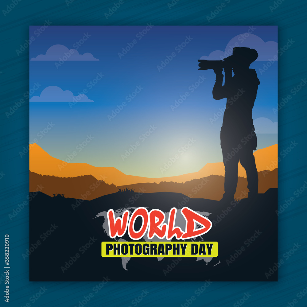 photography day background, Photographer with camera vector ...