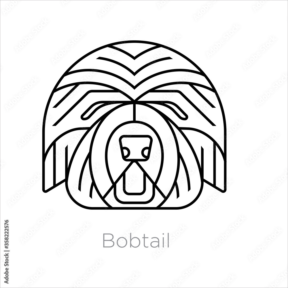 Bobtail head logo design. Vector illustration in line art style. Stock ...