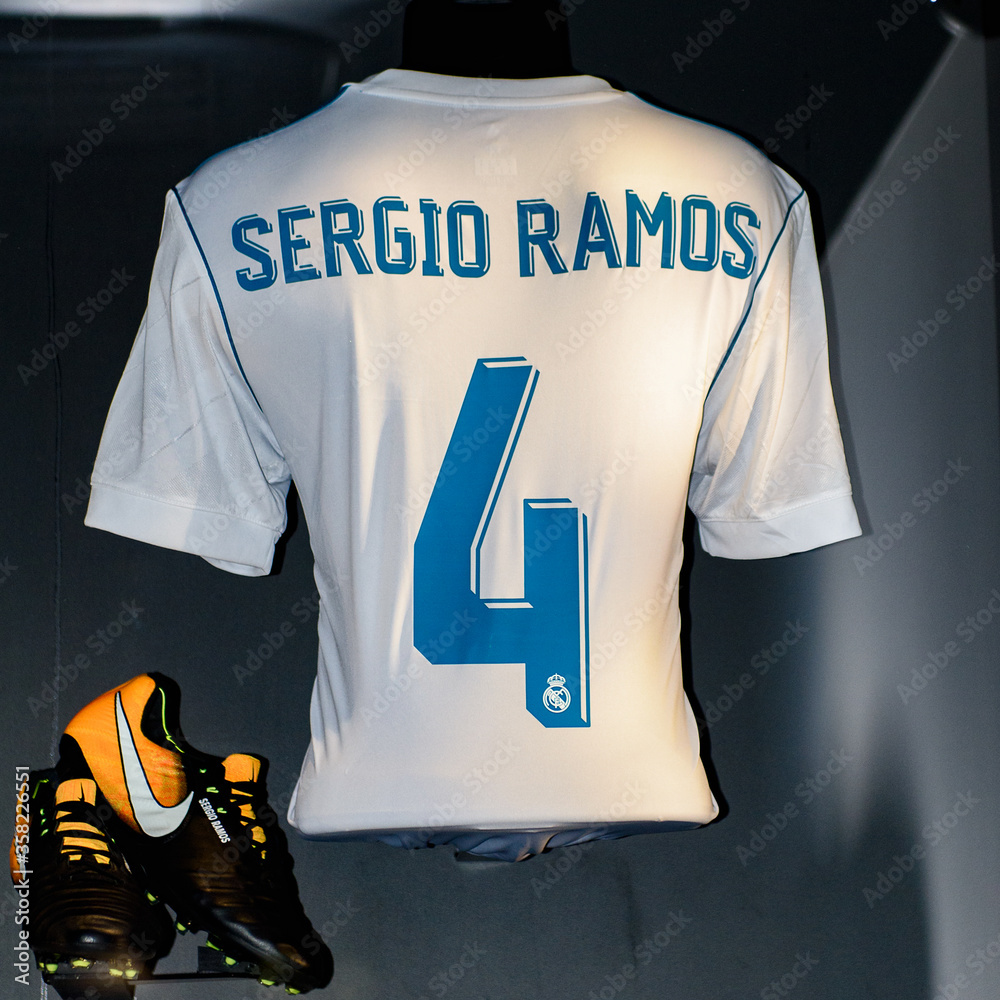 MADRID - APRIL 14, 2018: Sergio Ramos 4, Actual shirt of season 2017 ...
