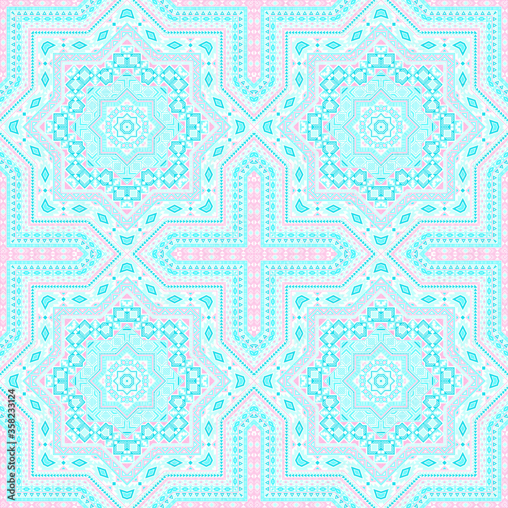 Vetor de Retro moroccan zellige tile seamless ornament. Ethnic ...