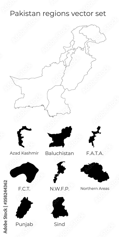 Pakistan map with shapes of regions. Blank vector map of the Country ...