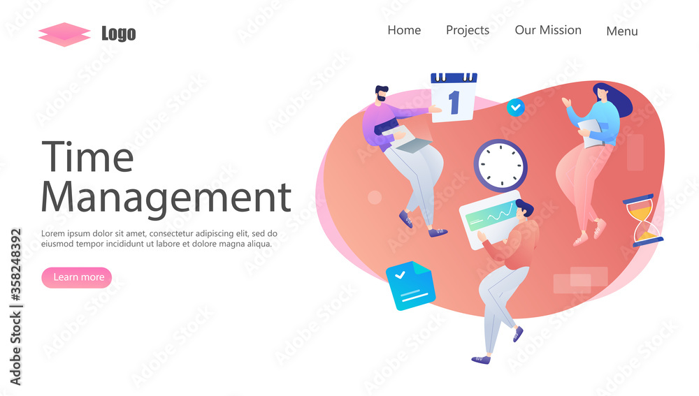 Time Management Vector Illustration Concept, Suitable for web landing ...