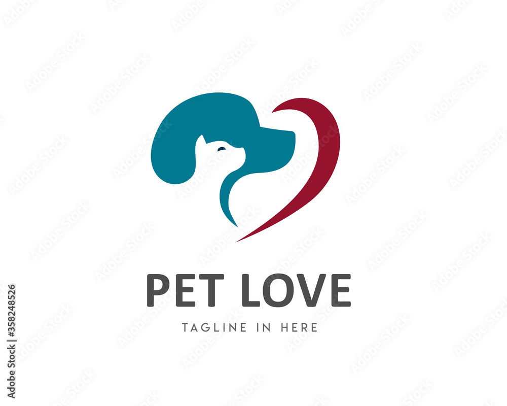 Simple dog and cat love pets logo symbol design illustration Stock ...