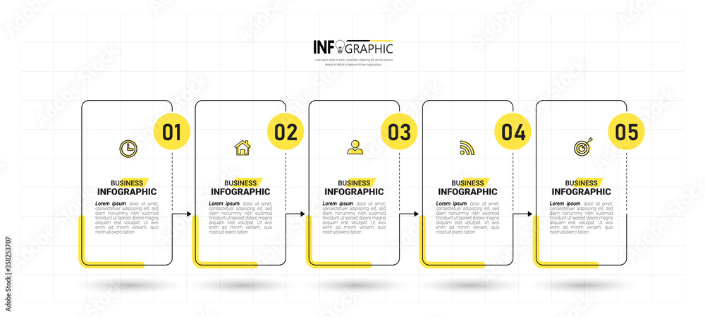 Timeline Infographics design template, linear concept with 5 steps ...