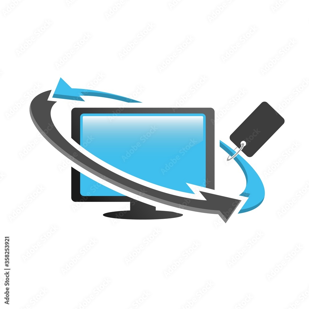 tech logo concept- vector logo concept illustration. Computer network ...