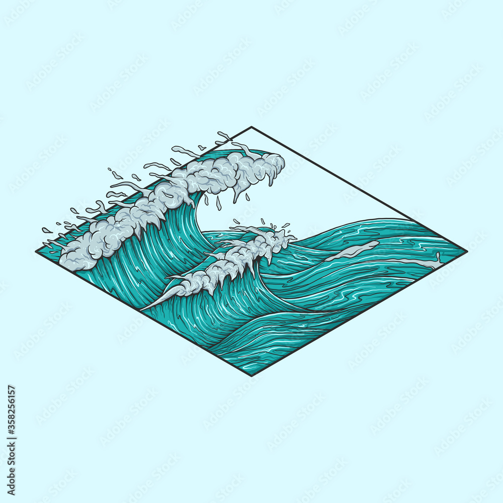 Hand drawing vintage wave vector illustration Stock Vector | Adobe Stock