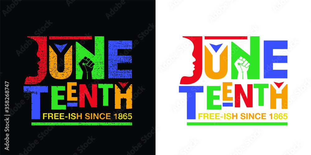 Juneteenth Since 1865. Design of Banner and Flag. Vector logo ...