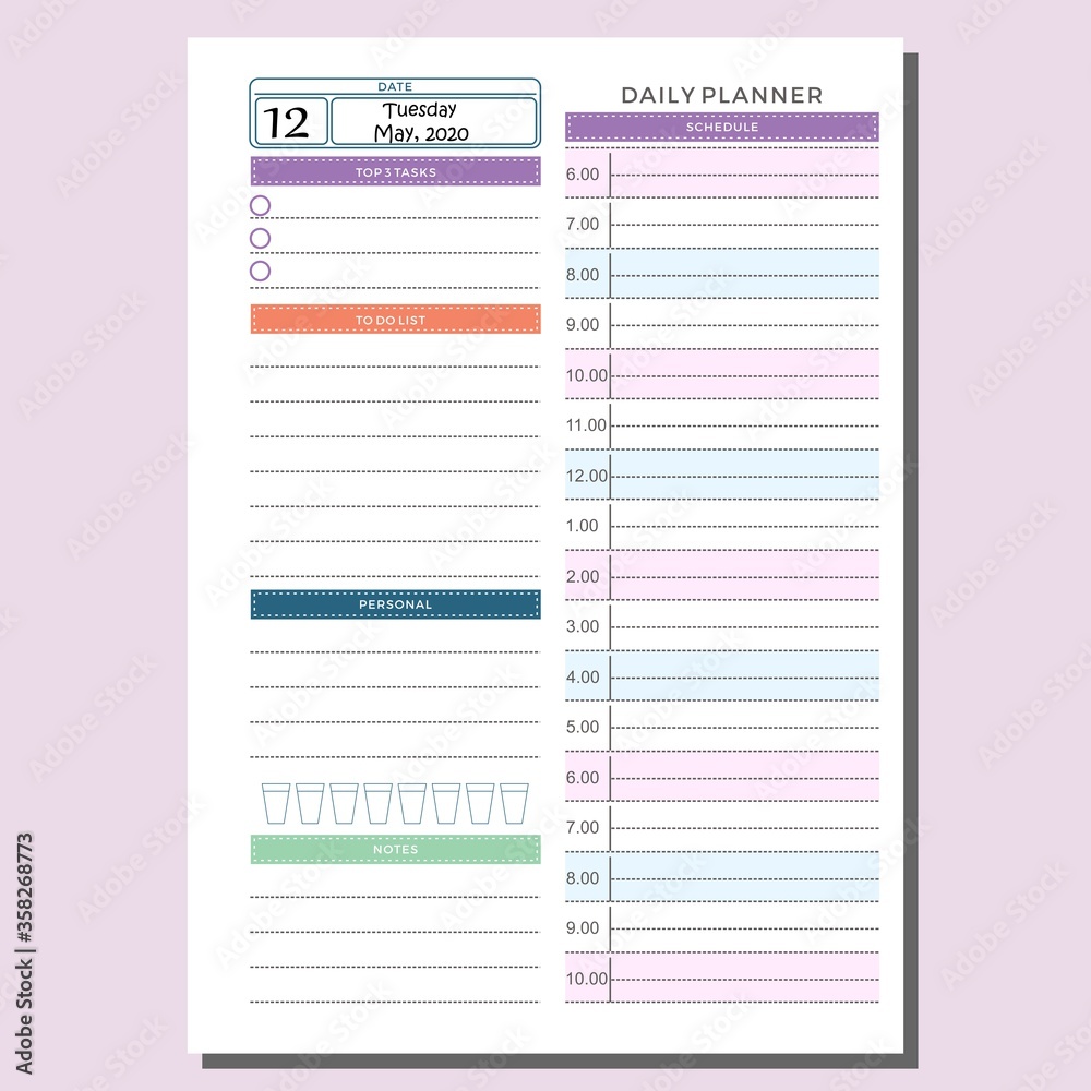daily routine planner page Stock Vector | Adobe Stock