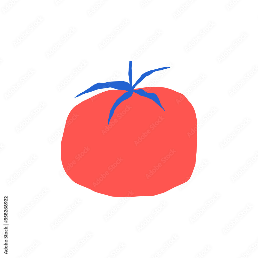 Flat tomato shape in naive style. Simple tomato spot illustration ...